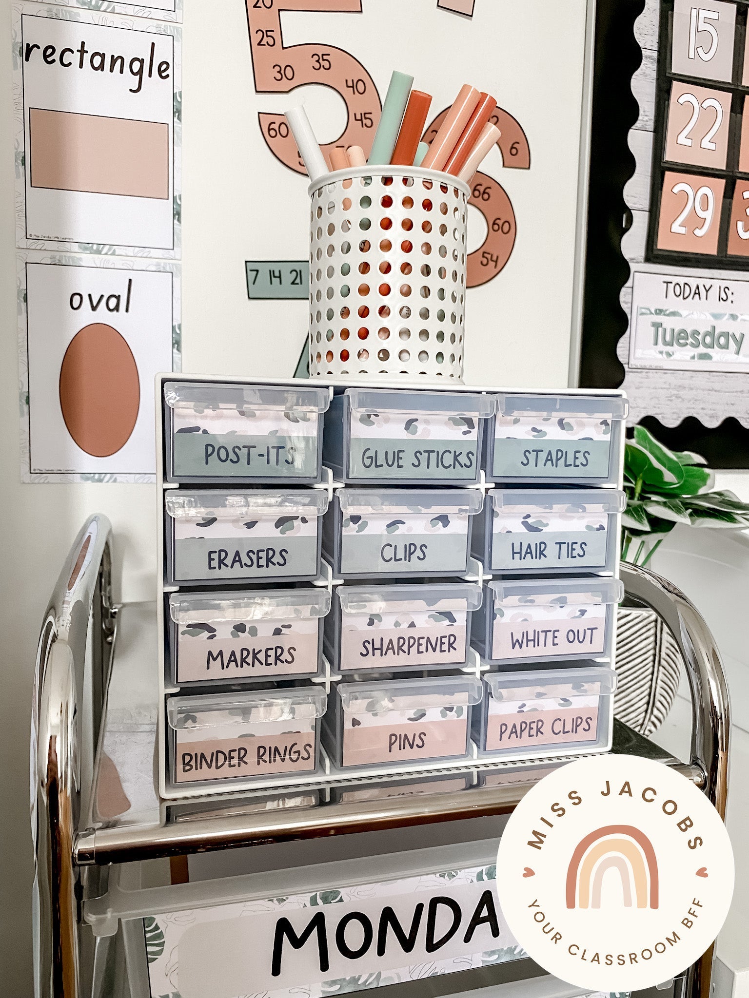 Teacher Toolbox Labels - Modern Jungle Classroom Decor