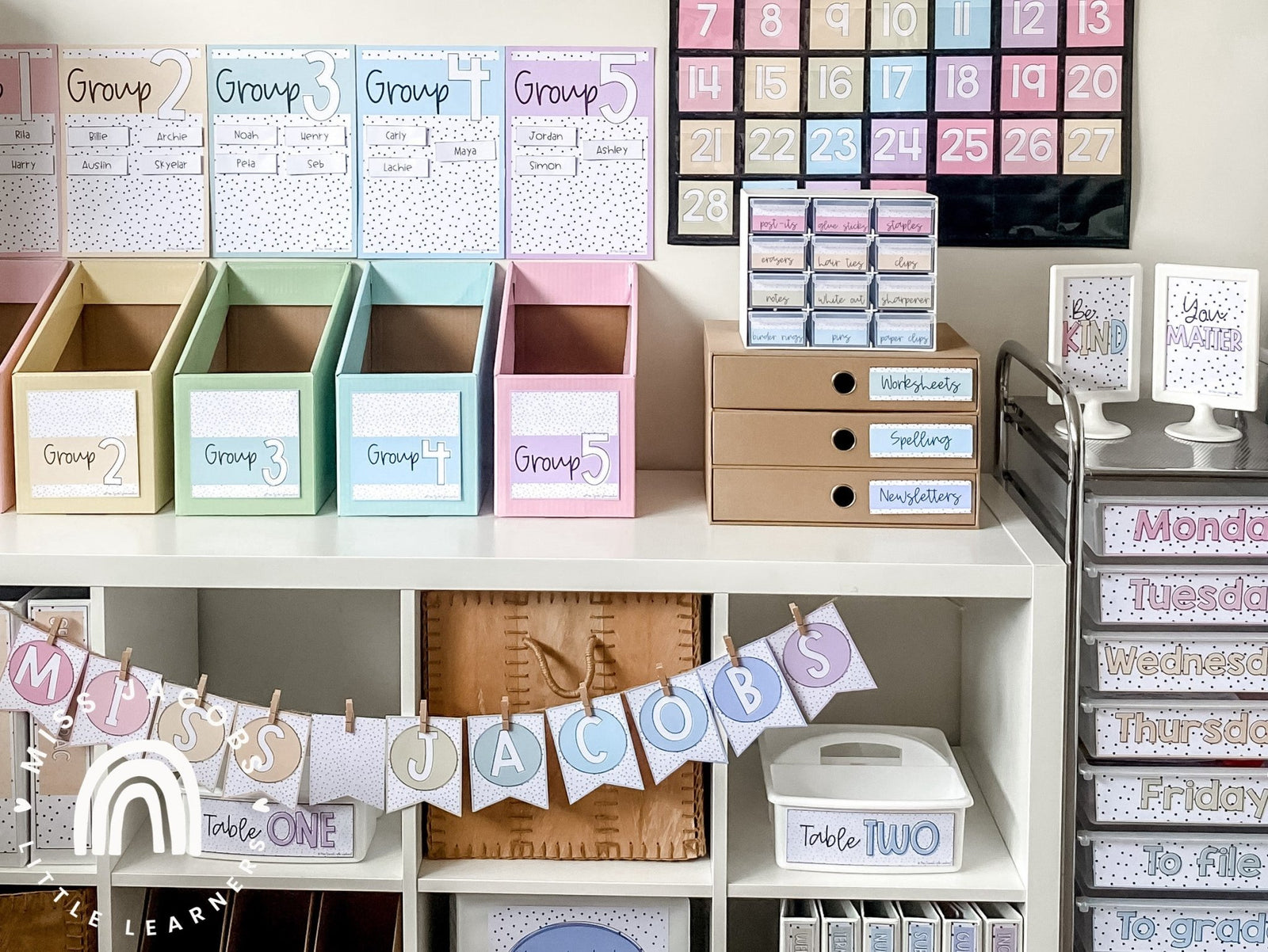 Teacher Toolbox Labels - Spotty Pastel Theme - Miss Jacobs - Default Title