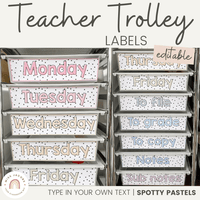 Teacher Trolley Labels for Rolling Cart - Spotty Pastel Theme - MJLL ...