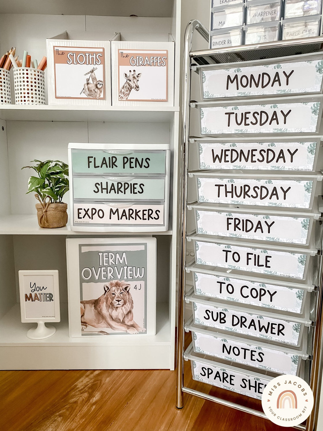 Teacher Trolley Labels for Rolling Cart - Modern Jungle Decor – Miss ...