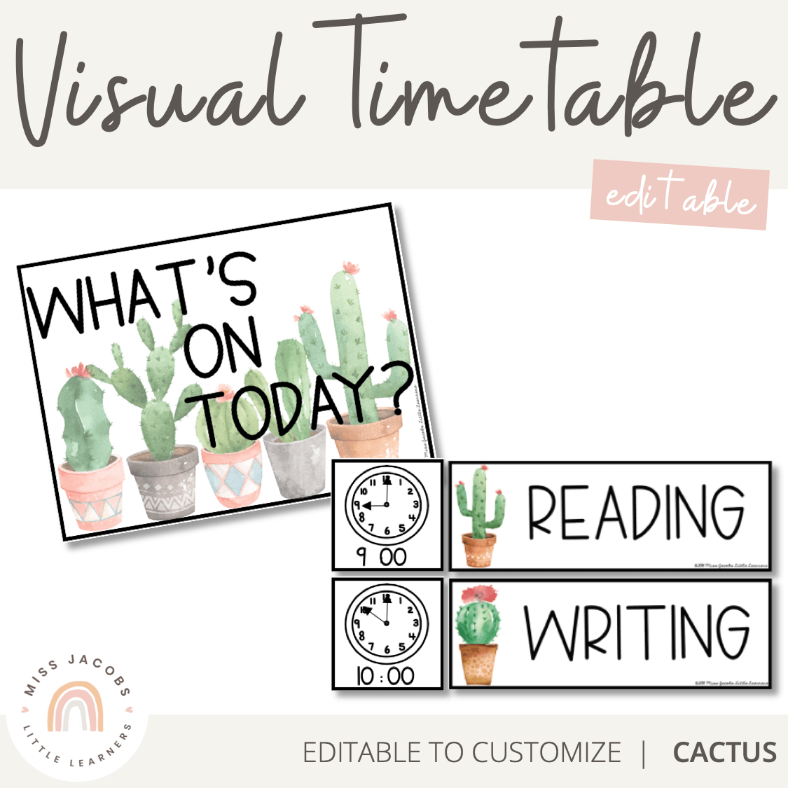 Visual Timetable | Editable | Cactus Theme - Default Title - Miss ...