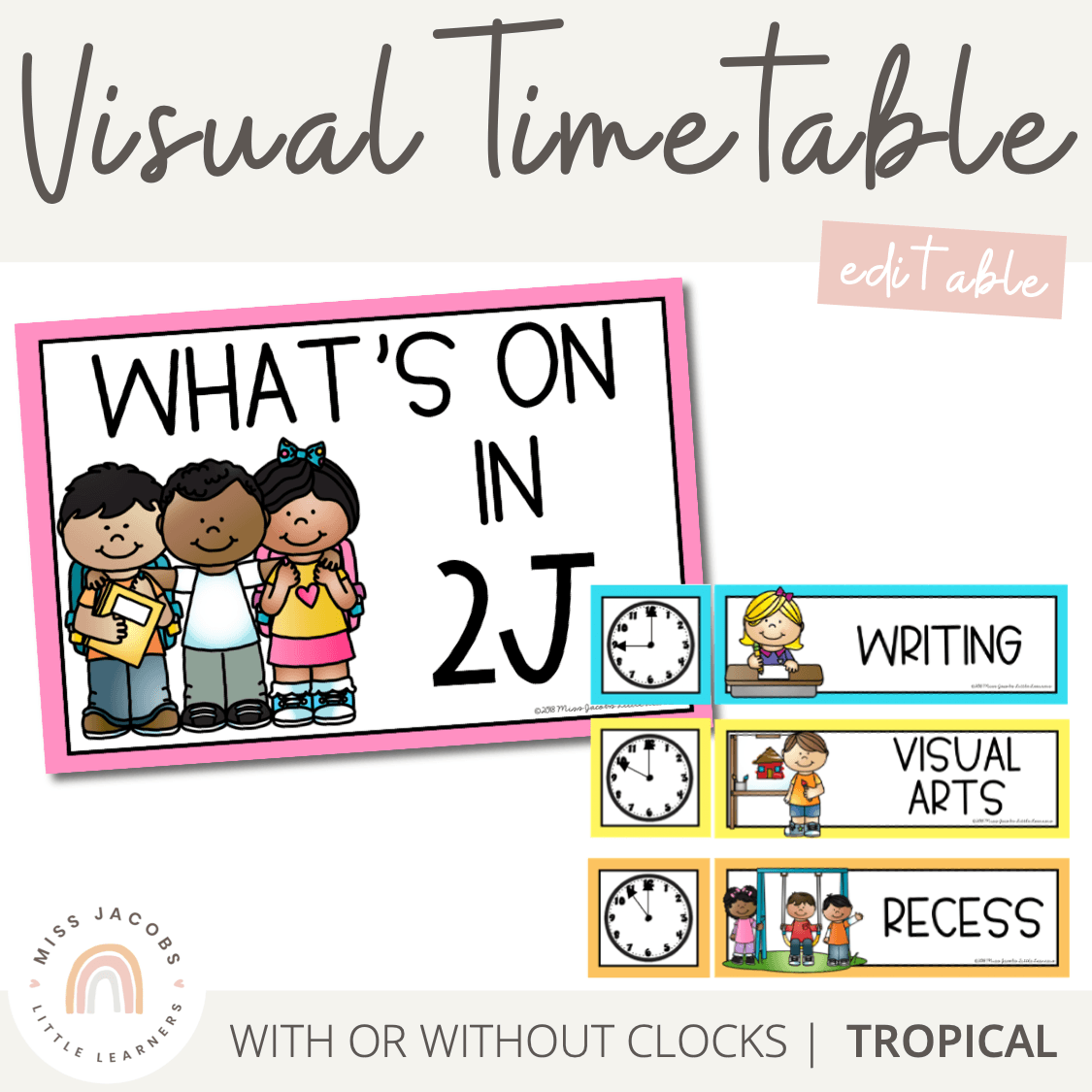 Visual Timetable | Editable | Tropical Colour Palette