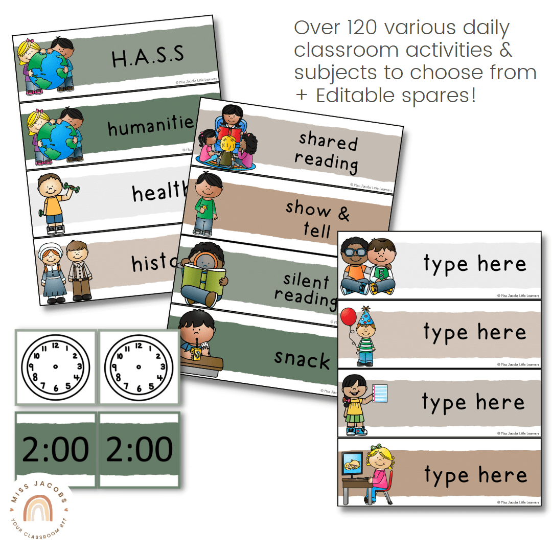 Visual Timetable Daily Schedule - Modern Jungle Classroom Decor
