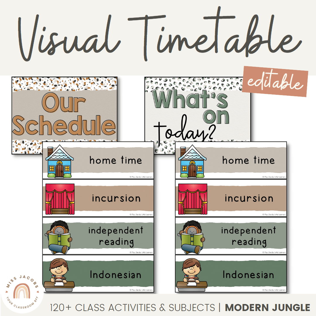 Visual Timetable Daily Schedule - Modern Jungle Classroom Decor
