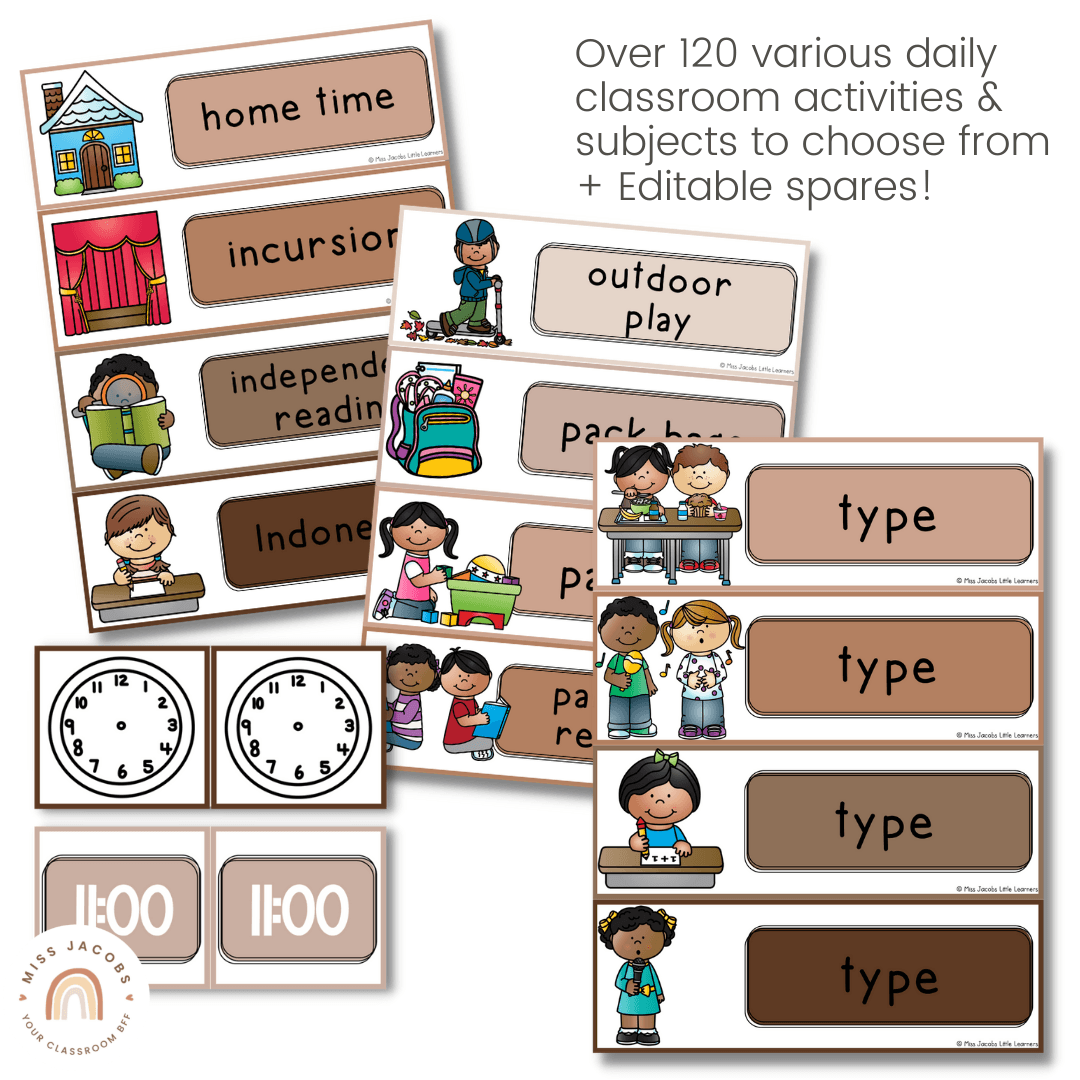Visual Timetable Daily Schedule - Ombre Neutrals Classroom Decor