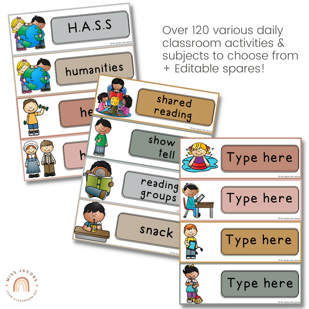 Visual Timetable Daily Schedule - Simply Boho Classroom Decor