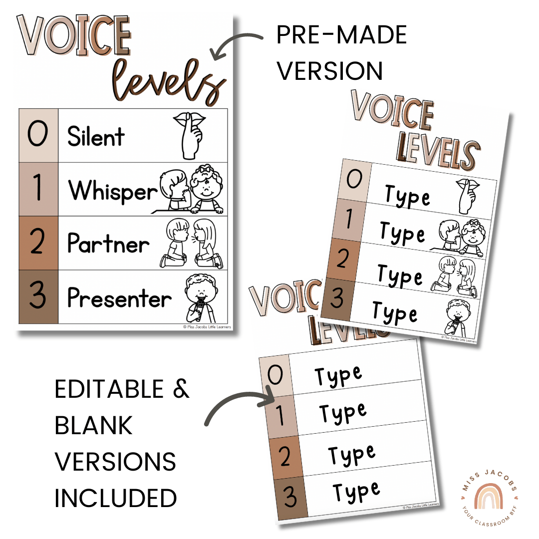 Voice Level Display | OMBRE NEUTRALS Classroom Decor