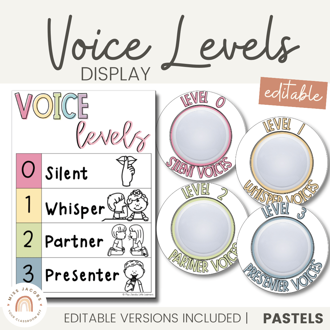 Voice Level Display | PASTELS Classroom Decor - Miss Jacobs Little Learners