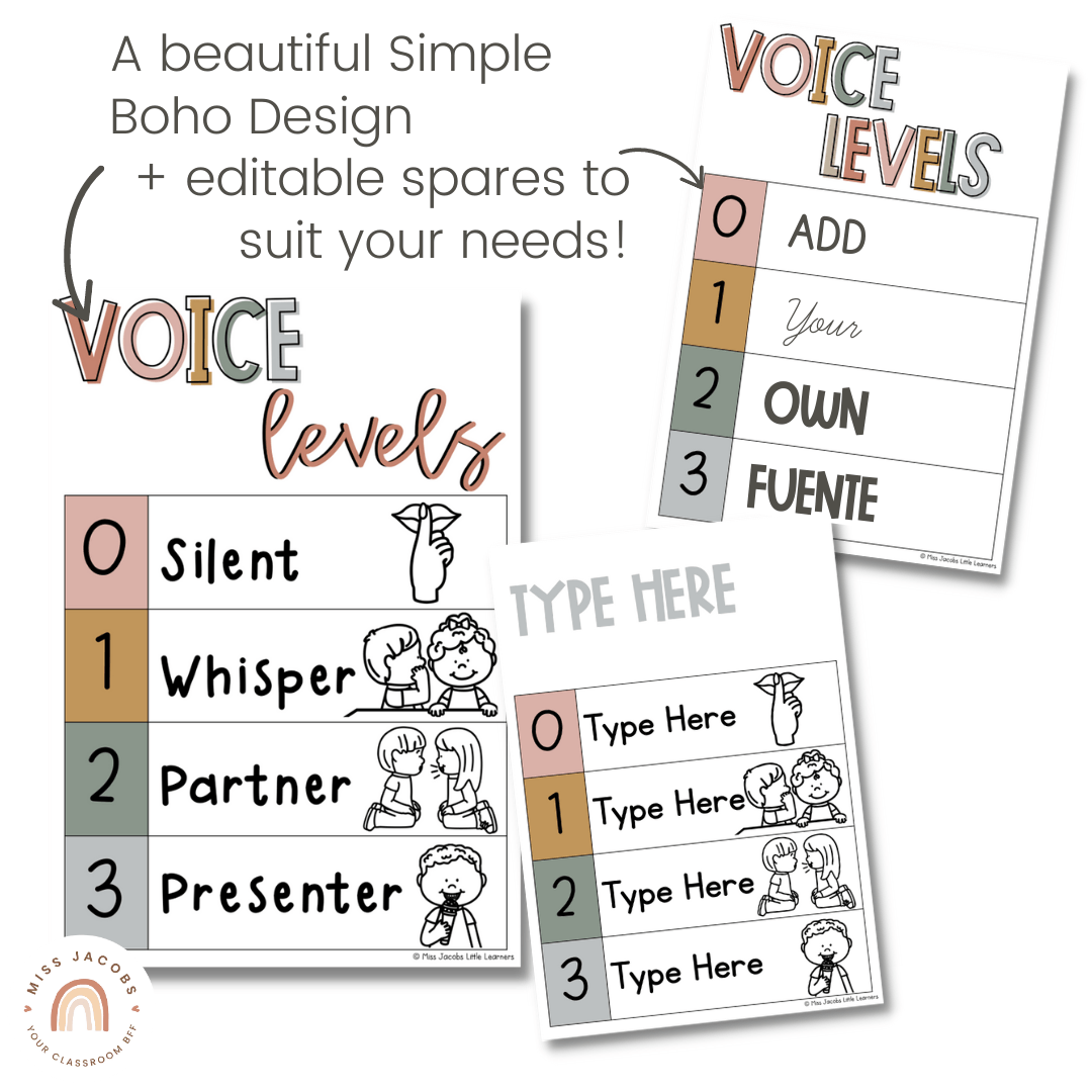 Voice Level Display | SIMPLE BOHO Classroom Decor