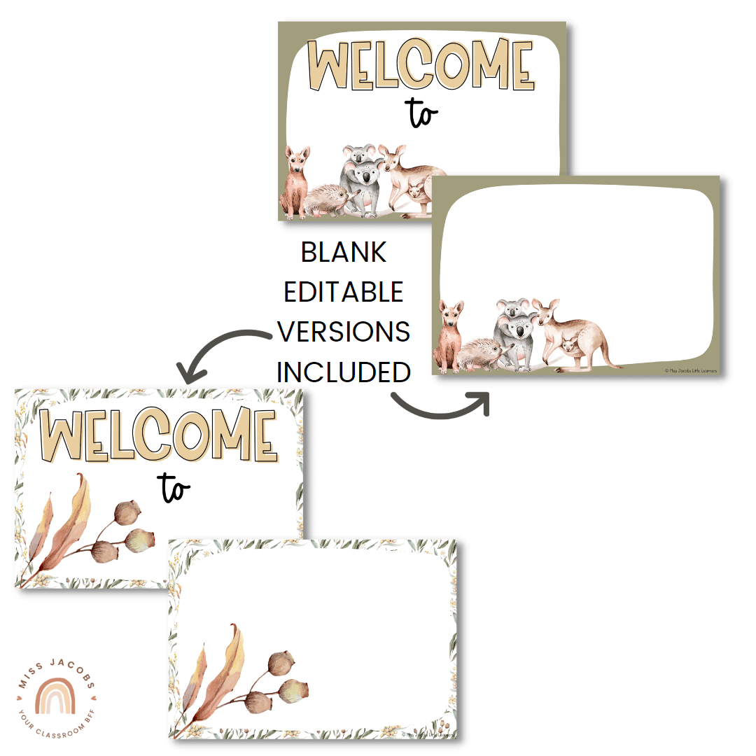 Welcome Sign - Australiana Classroom Theme - Miss Jacobs