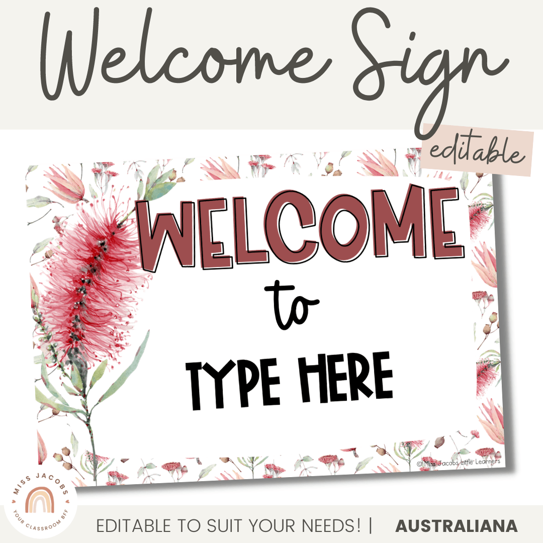 Welcome Sign - Australiana Classroom Theme - Miss Jacobs