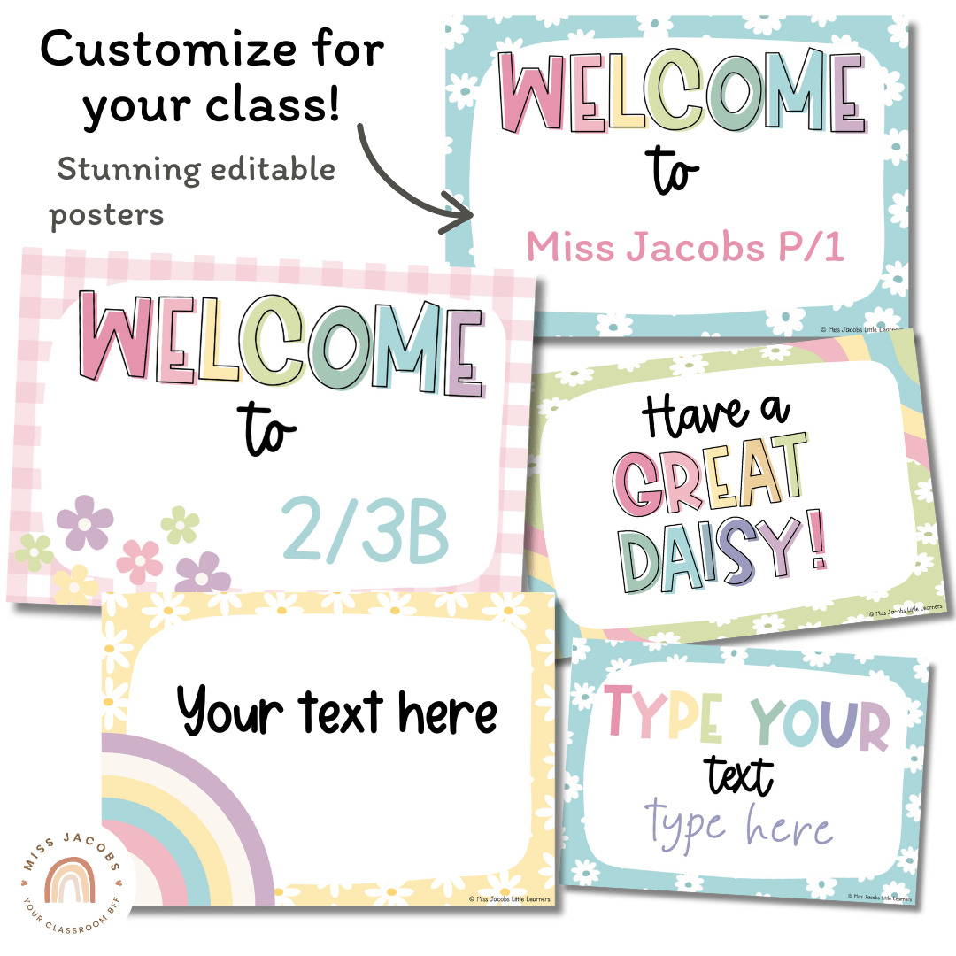 Welcome Posters | Daisy Gingham Pastels Classroom Decor - Miss Jacobs ...