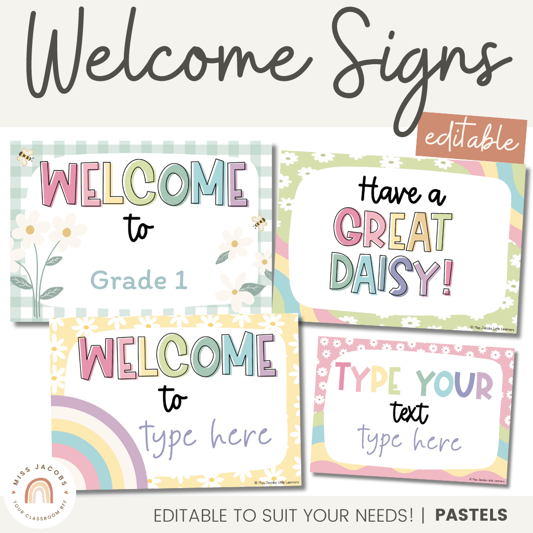 Welcome Posters | Daisy Gingham Pastels Classroom Decor - Miss Jacobs ...