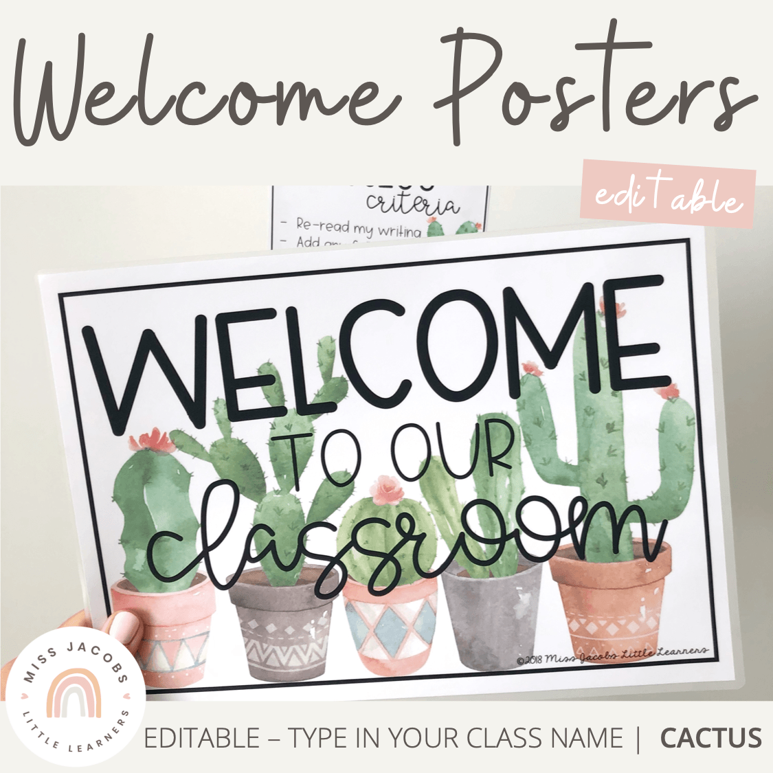 Welcome Sign | Classroom Decor | Cactus Theme
