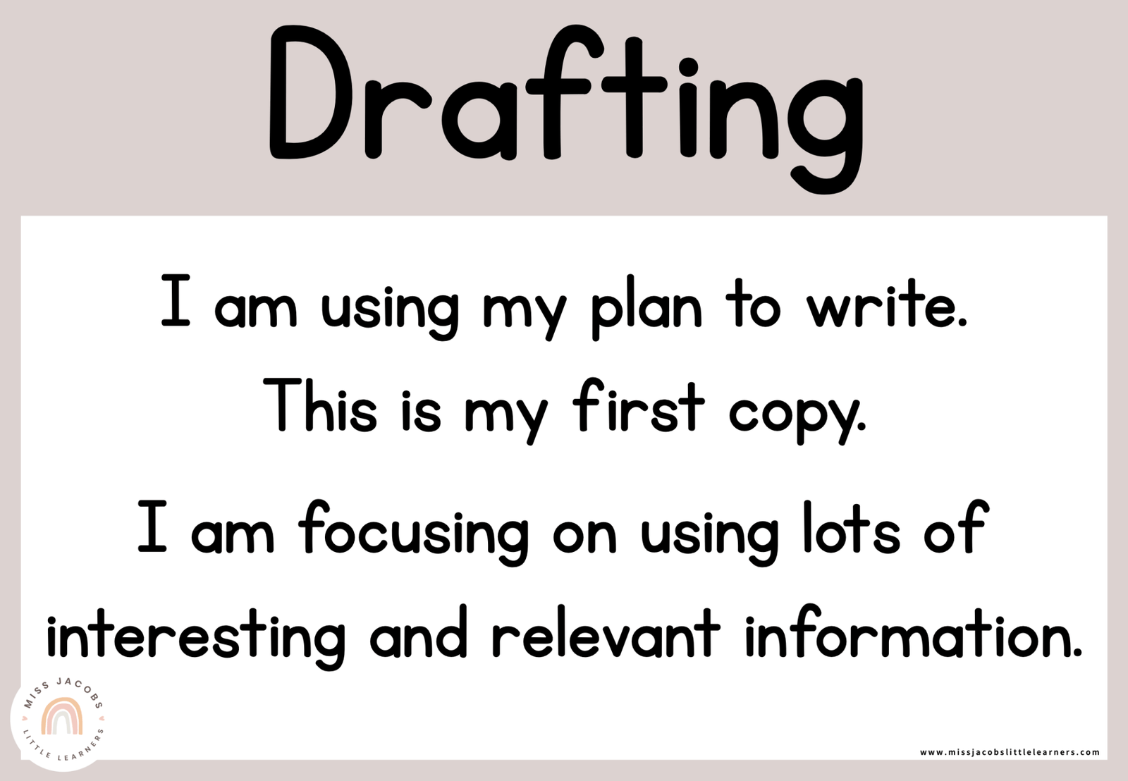Writing Process Posters - Rainbow Calm Colors